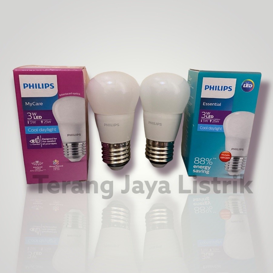 Jual Lampu LED bulb Philips 3 watt Essential / My Care putih Cool daylight 3w E27 6500K | Shopee ...