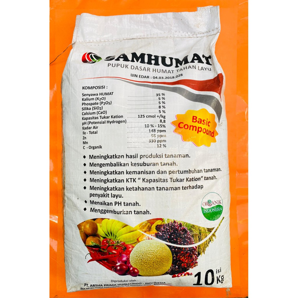 Jual Pupuk dasar humat menaikkan ph tanah SAMHUMAT isi 10kg dari artha ...