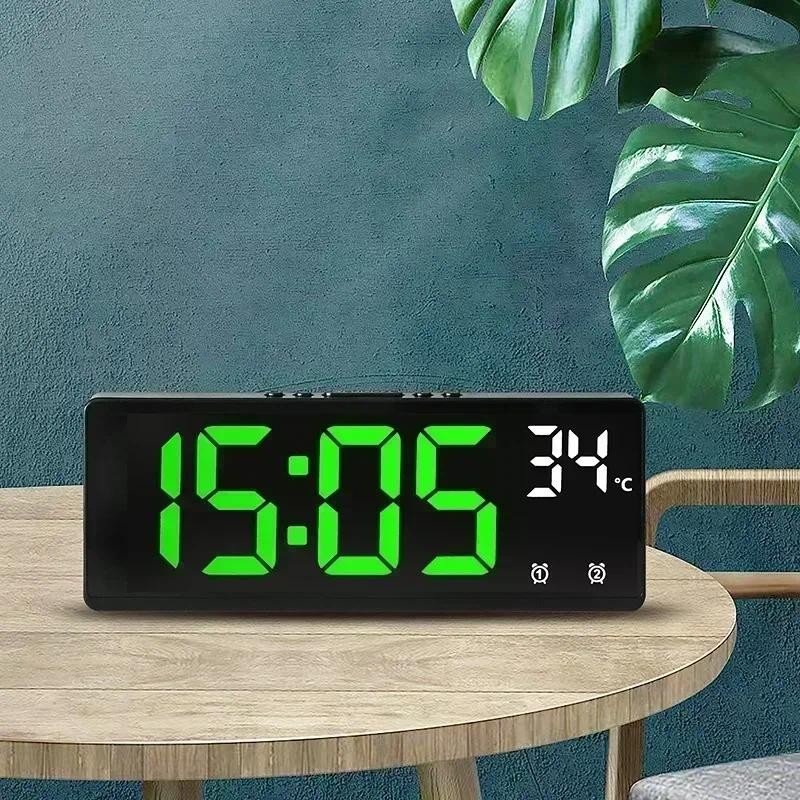 Jual Voice Control Digital Alarm Clock Temperature Dual Alarm Snooze ...