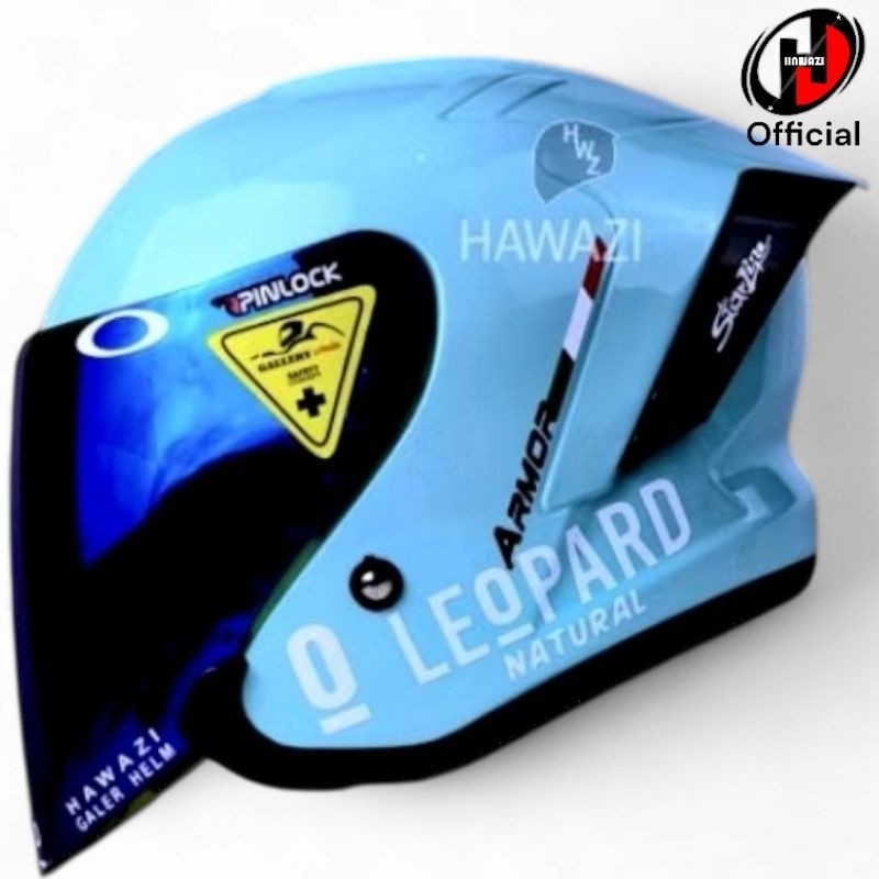 Jual HELM JS ARMOR EASY GREEN PAKET GANTENG LEOPARD / HELM HALF FACE ...
