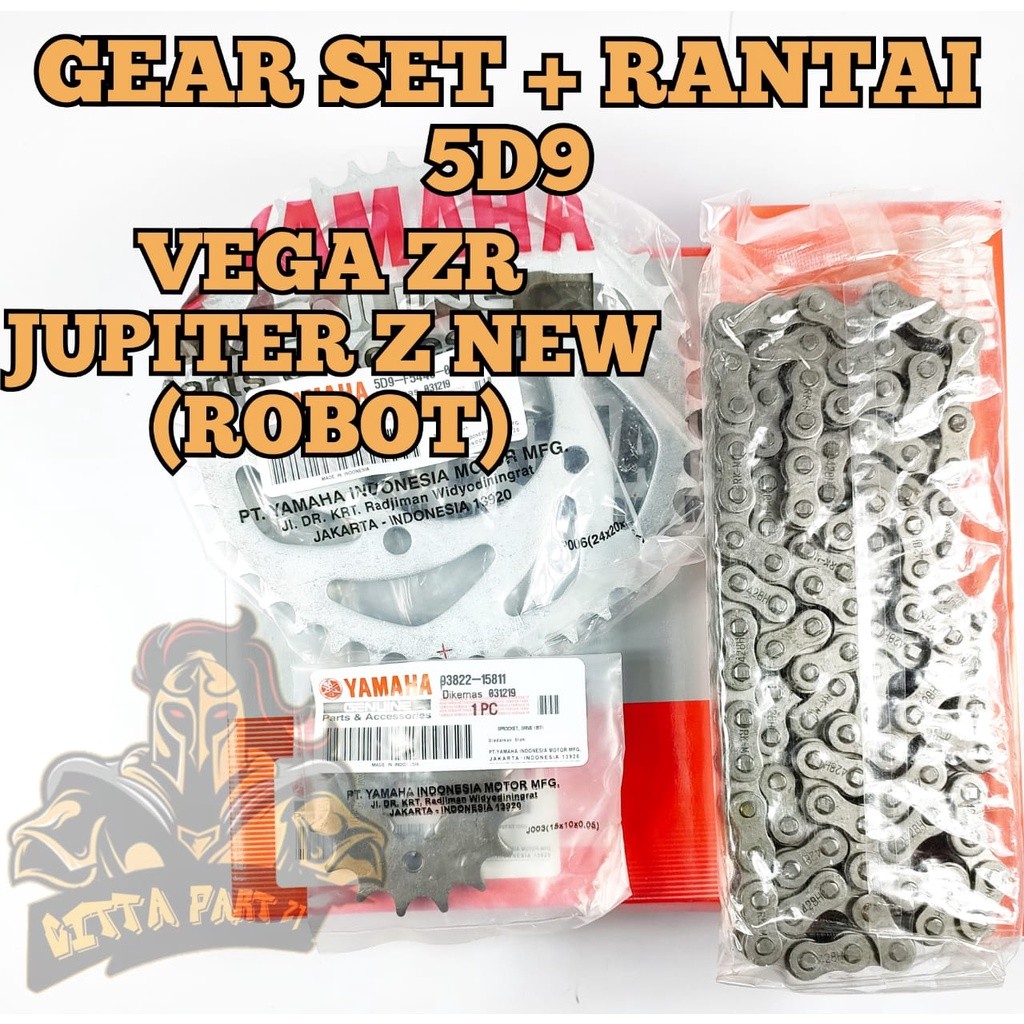 Jual Gearset Gir Set Gear Set + Rantai VEGA ZR, JUPITER Z NEW ROBOT ...
