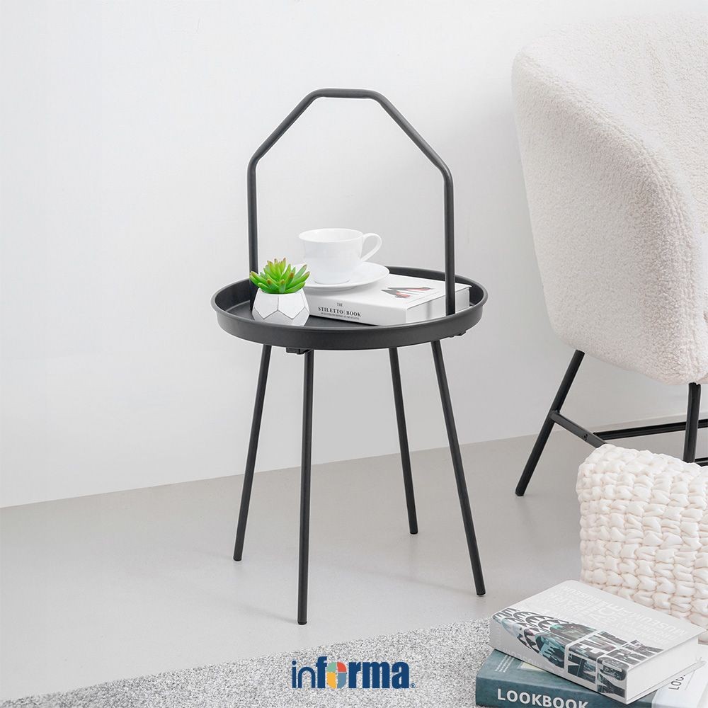 Jual Informa Hanna Meja Sisi Round - Hitam End Table Meja Kecil ...