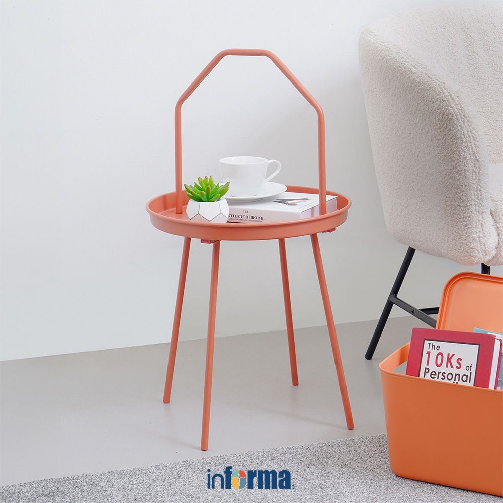 Jual Informa Hanna Meja Sisi Round - Merah Terracotta End Table Meja ...