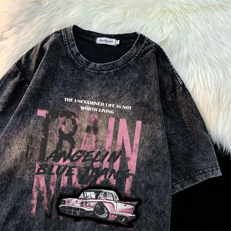 Jual [COD] Washed T Shirt Oversize Lengan Pendek Kaos Hip Hop Dark ...