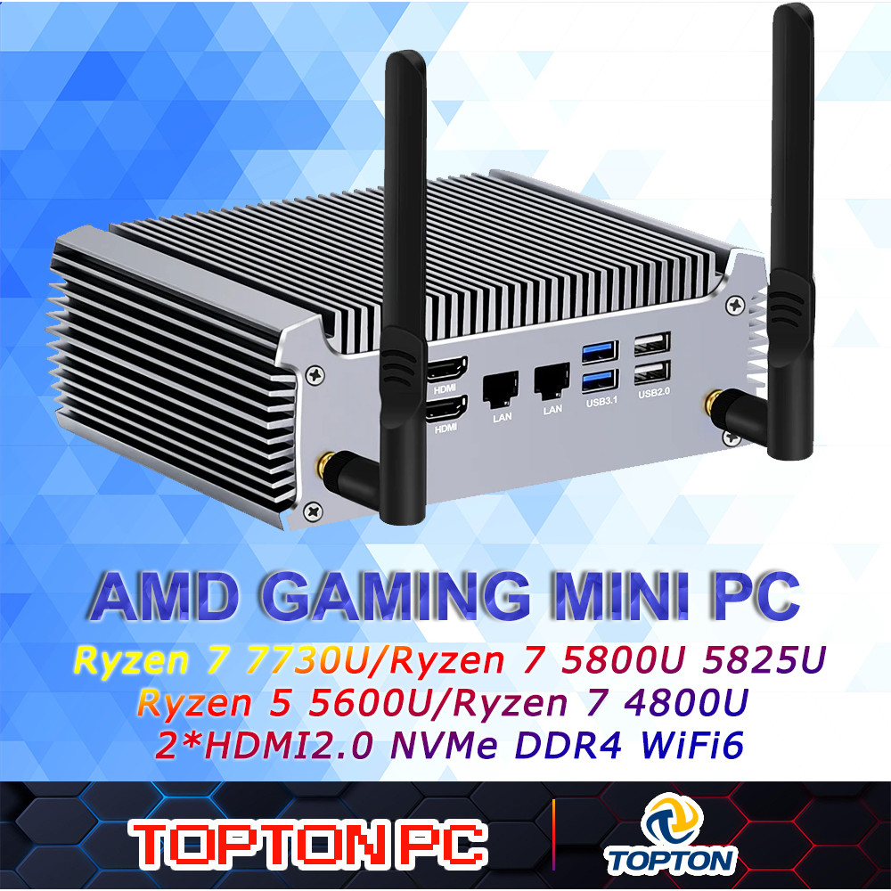 Jual Fanless AMD Mini PC FU02 Ryzen 7 5800U 7730U Gaming Mini Computer ...