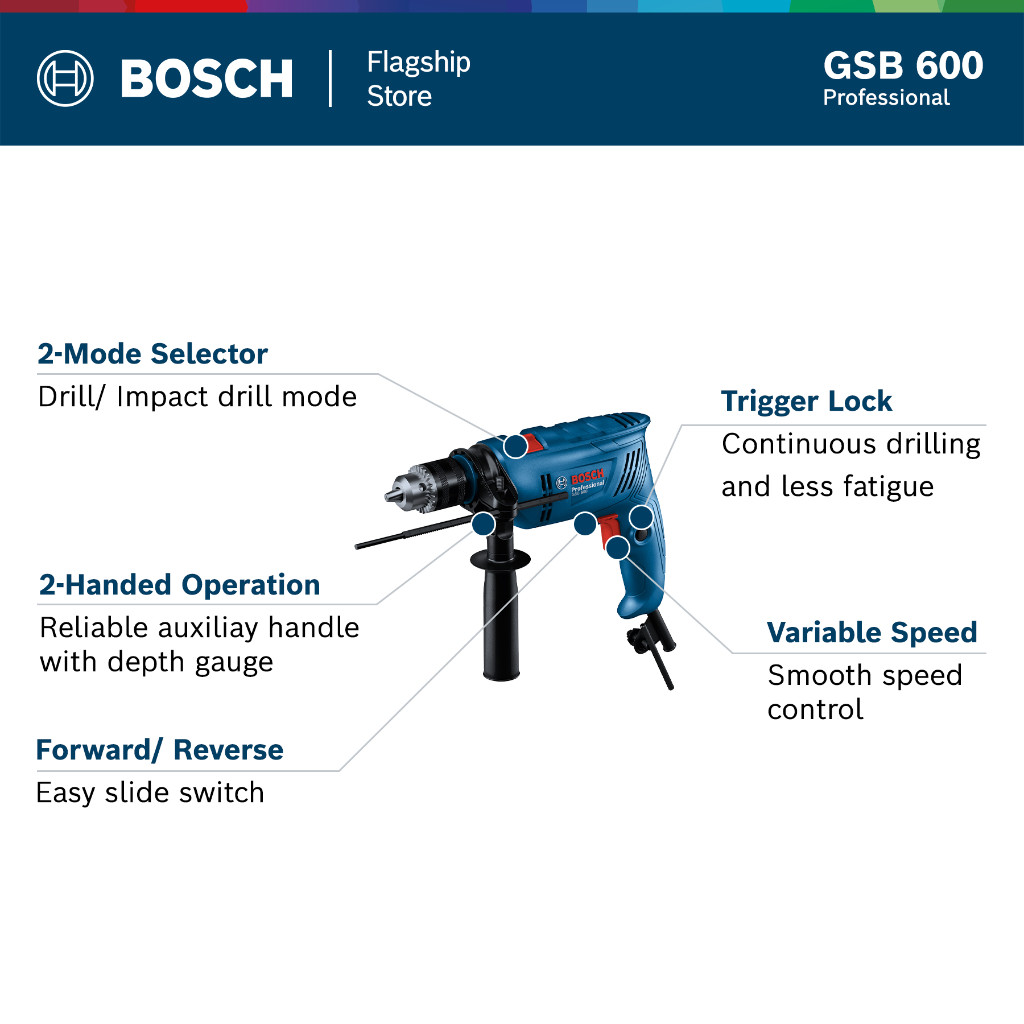 Jual BOSCH Mesin Bor Impact 600W GSB 600 / Impact Drill - 06011A03K0 | Shopee Indonesia