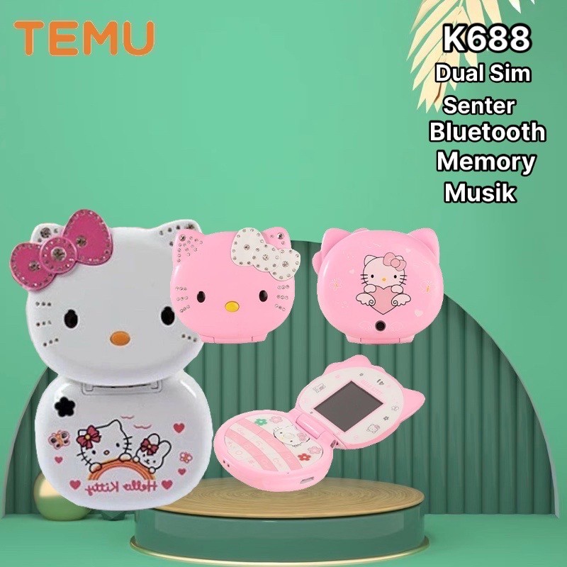 Jual HP Hello Kitty Mini Phone K688 jadul Flip Cartoon Mobile Phone ...