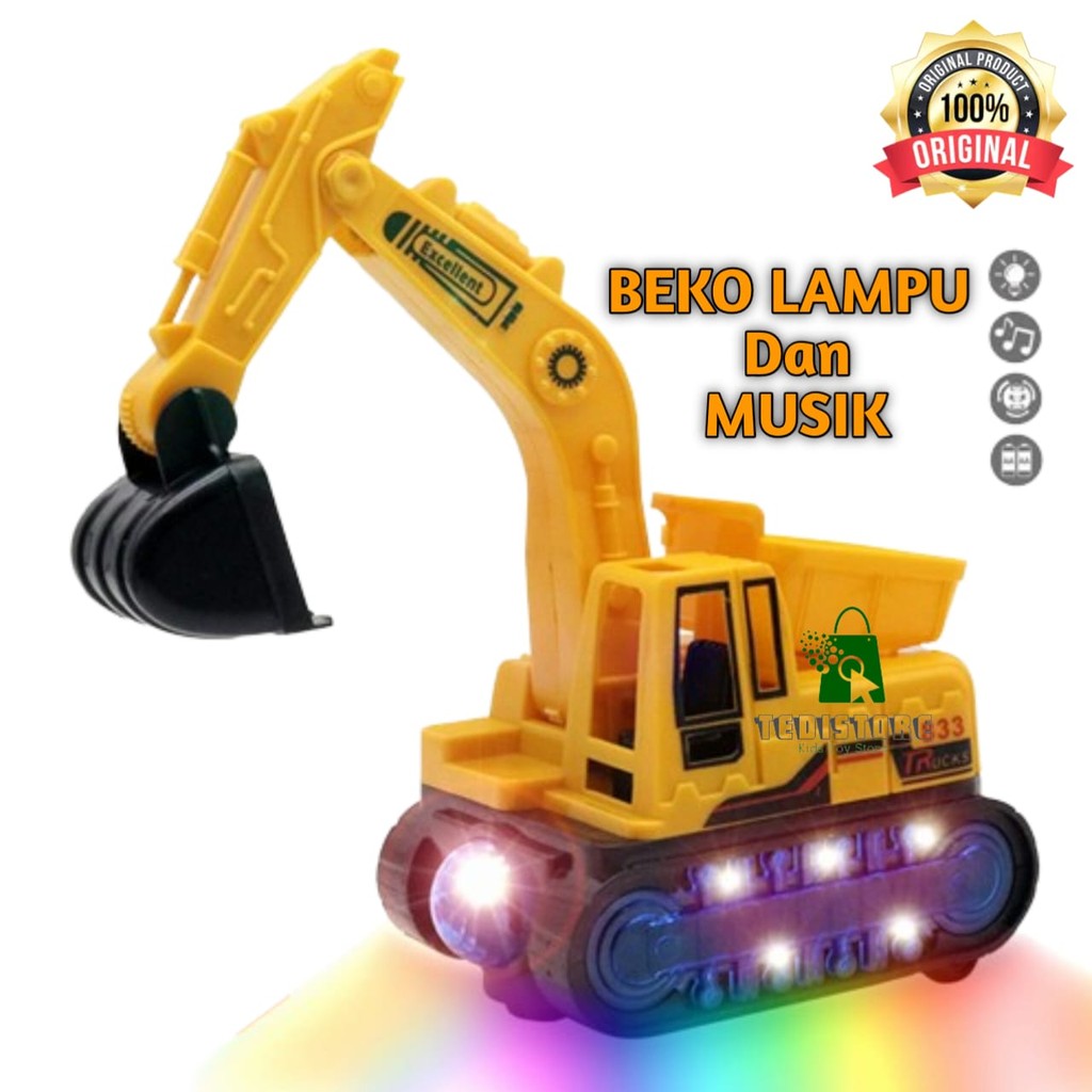 Jual Mainan Anak Mobil Beko Ekskavator / Beko Lampu & Musik | Shopee ...