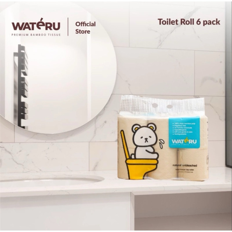 Jual Wateru Premium Bamboo Tissue / Tisu Bambu - Toilet 6 roll (1 pack ...