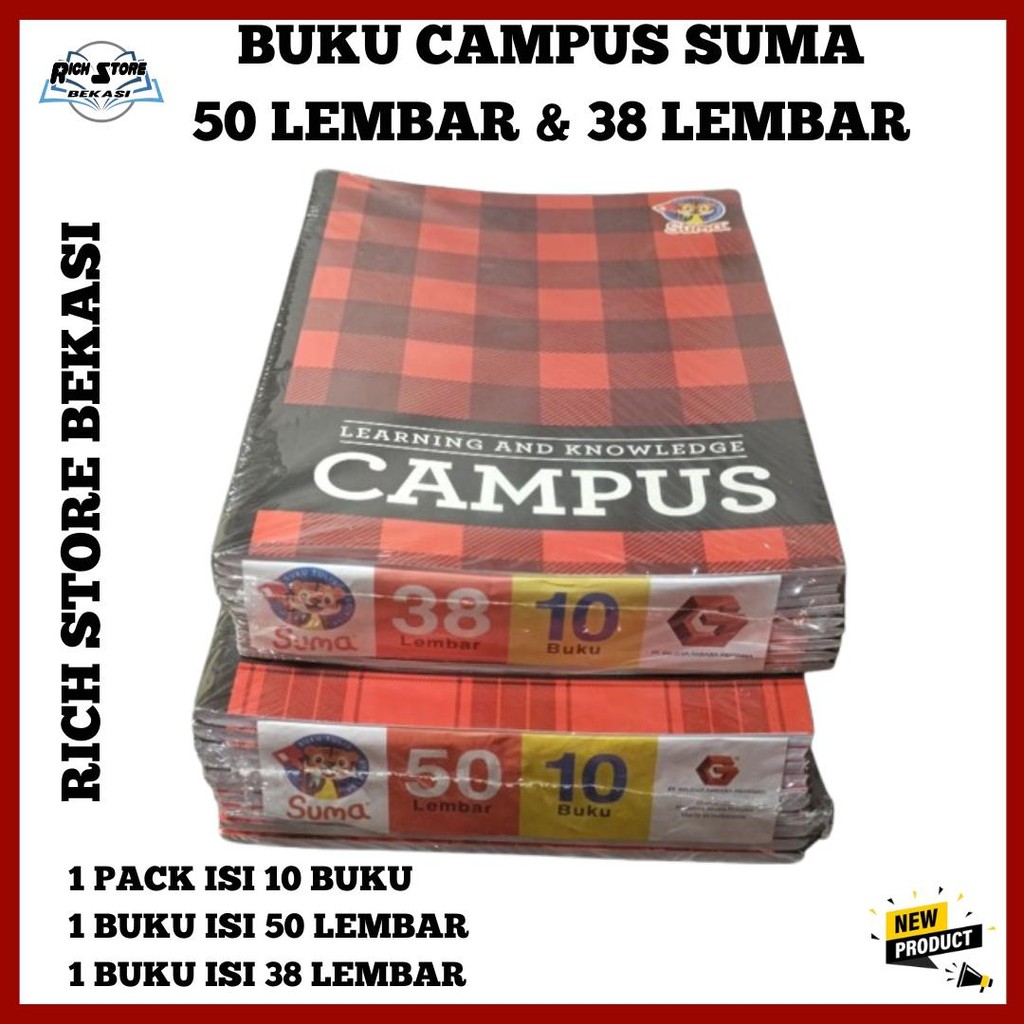 Jual BUKU TULIS CAMPUS MERK SUMA ISI 1 PACK 10 BUKU ISI 50 LEMBAR DAN ...