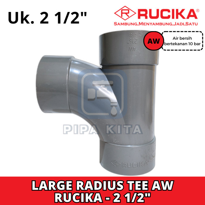 Jual Large Radius Tee AW 2 1/2" RUCIKA PVC Tee Way 90 2 1/2 Inch TY 90 Derajat 2,5 Dim Fitting ...
