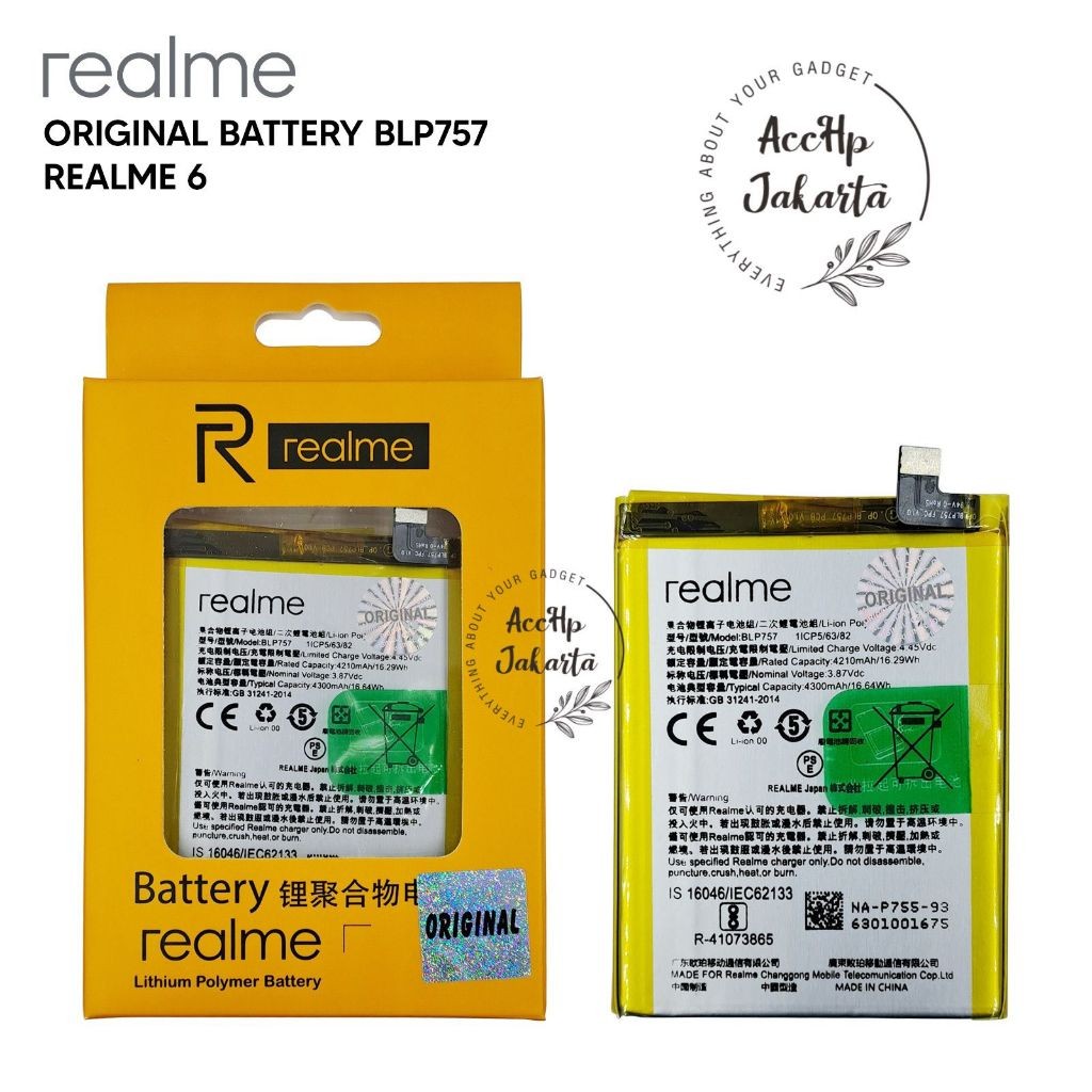 Jual Baterai Batre Realme 6 BLP 757 / Batre Batrai Batrei Battery ...