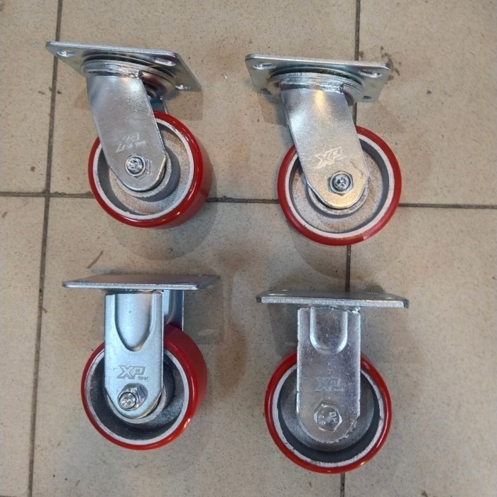 Jual Roda Troli Pu Heavy Duty 4 Inch 1Set ( 2Hidup 2Mati ) | Shopee ...