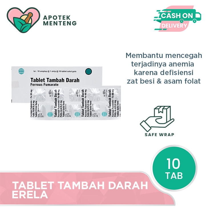 Jual Tablet Tambah Darah Erela 10 Tablet - Suplemen Zat Besi dan Asam ...