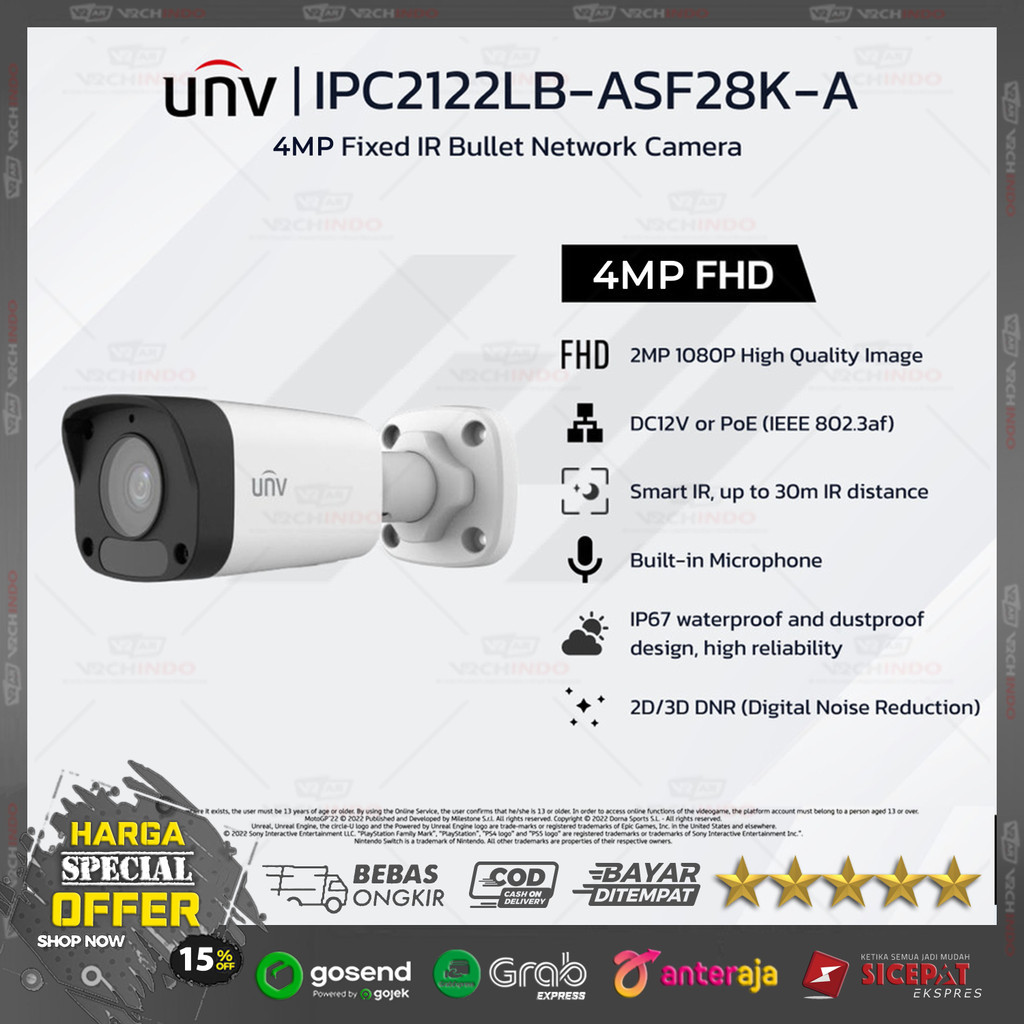 Jual CCTV UNIVIEW IPC2124LB-ASF28K-A - 4MP 2K | Camera Fixed IR Mini Bullet Network !! | Shopee ...