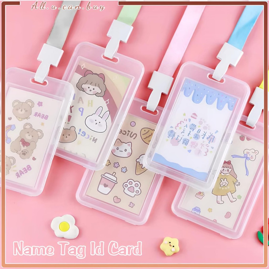Jual Name Tag Id Card Bening 2 Sisi Plus Tali Lanyard Gantungan Warna ...