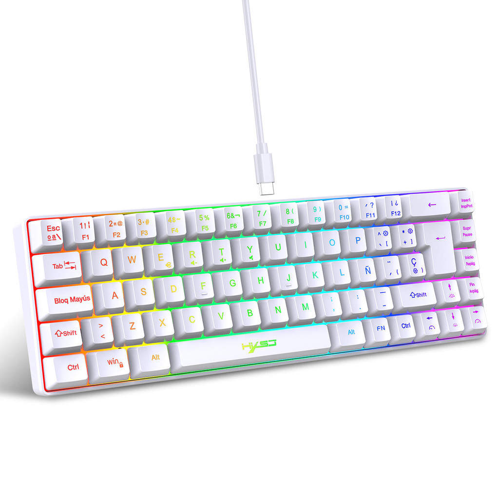 Jual HXSJ Spanish Keyboard V200 Wired K68 RGB Streamer Mini Gaming ...