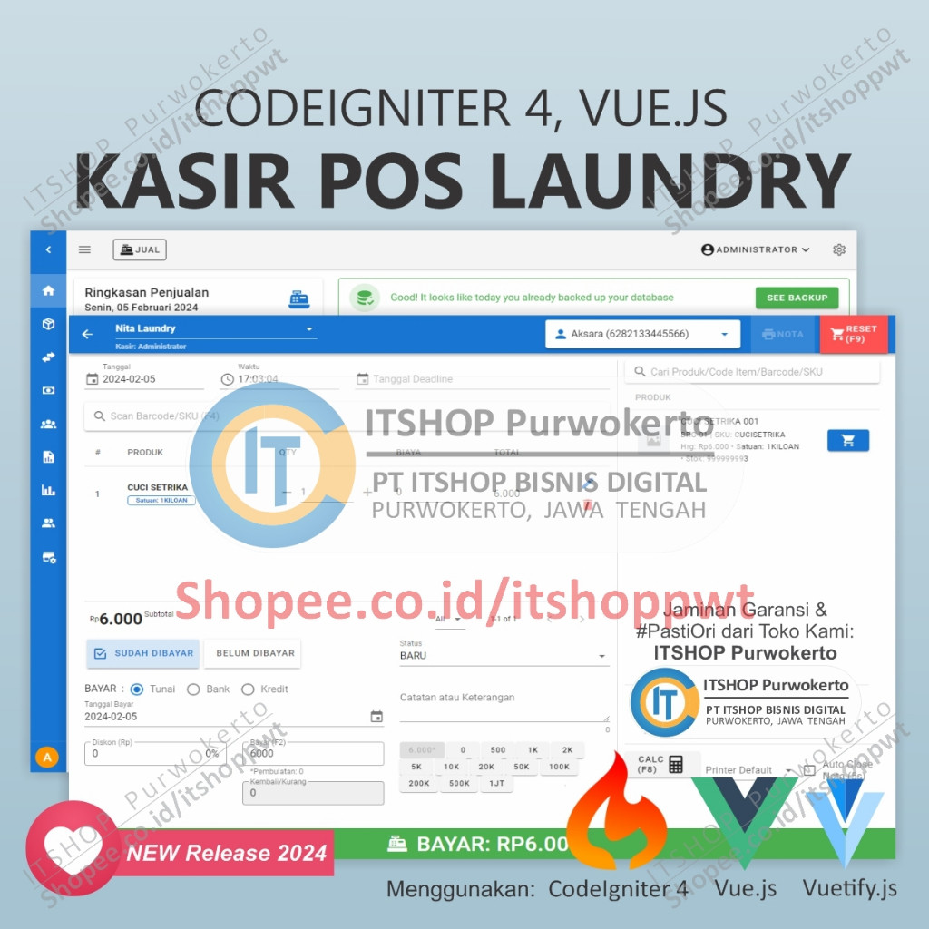 Jual Source Code Aplikasi Web Kasir Toko AksaPOS Laundry Codeigniter 4 | Shopee Indonesia