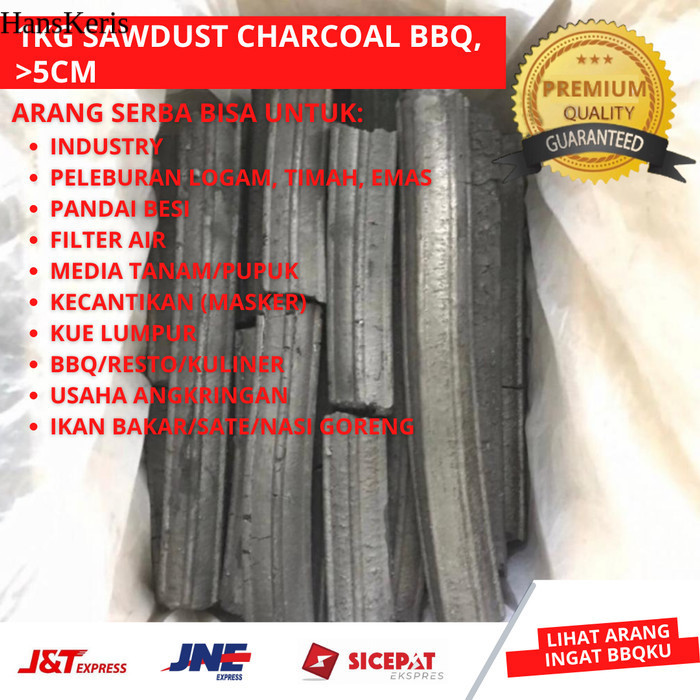 Jual 1 KG Arang Briket Sawdust Charcoal BBQ Serbuk Kayu Ekspor 5CM keatas ZD17 | Shopee Indonesia