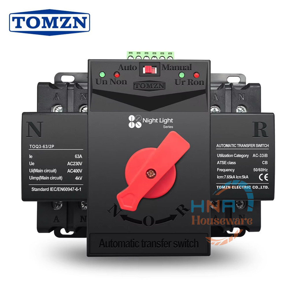 Jual ATS automatic transfer switch 2P TOMZN 220V 63A Dual power PLTS | Shopee Indonesia