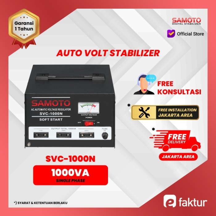 Jual Samoto Stabilizer Stavol Listrik 1000VA Servo Motor 1KVA SVC ...