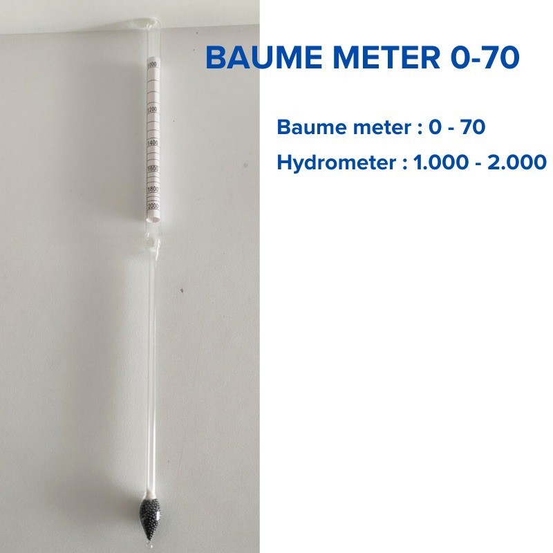 Jual Hidrometer Baume meter 0-70 pengukur cairan berat 1000 - 2000/ Hydrometer 1000 - 2000 heavy ...