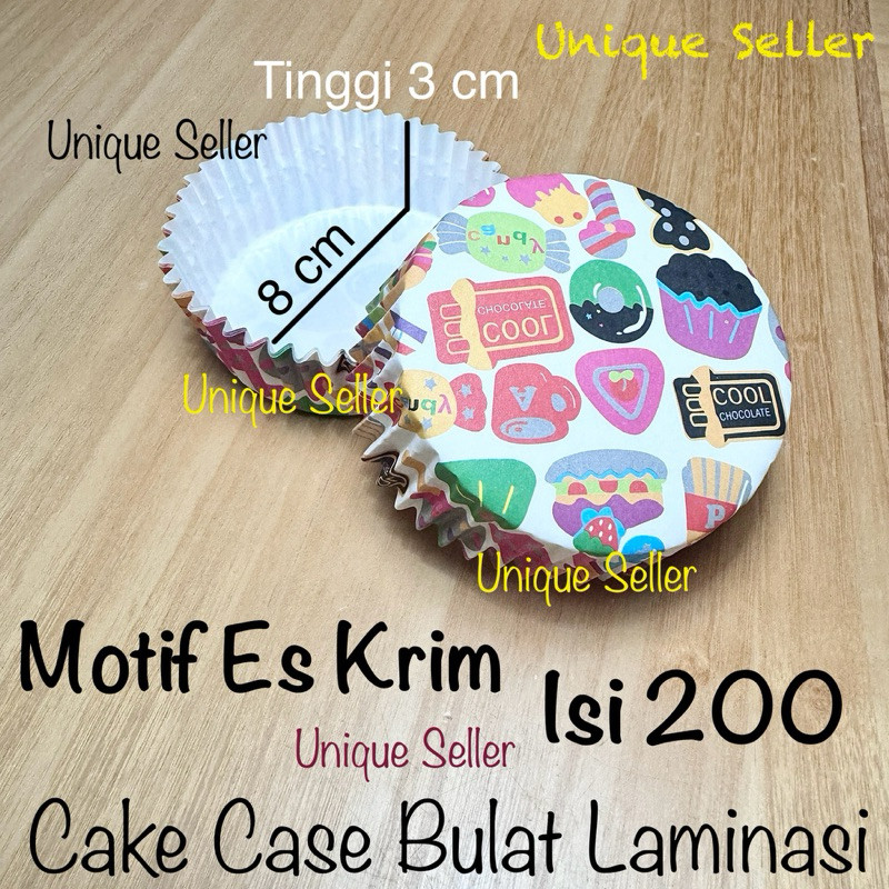 Jual [Isi200] Cake Case Bulat Laminasi 8 cm ES KRIM Anti Minyak / Pet CC Bulat 8 cm / Kertas ...