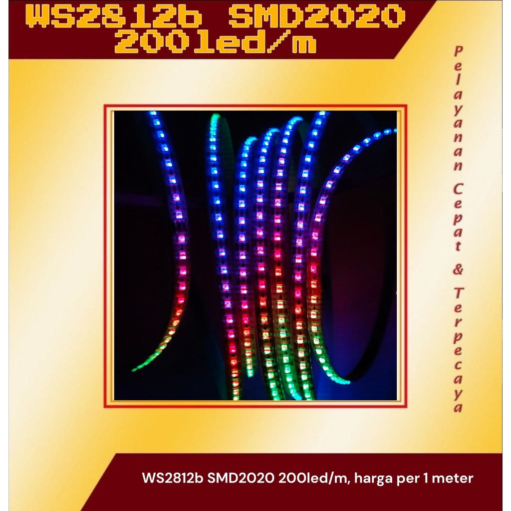 Jual Smart Ledstrips WS2812 5V SMD2020 200 LED/m per 1 Meter | Shopee ...