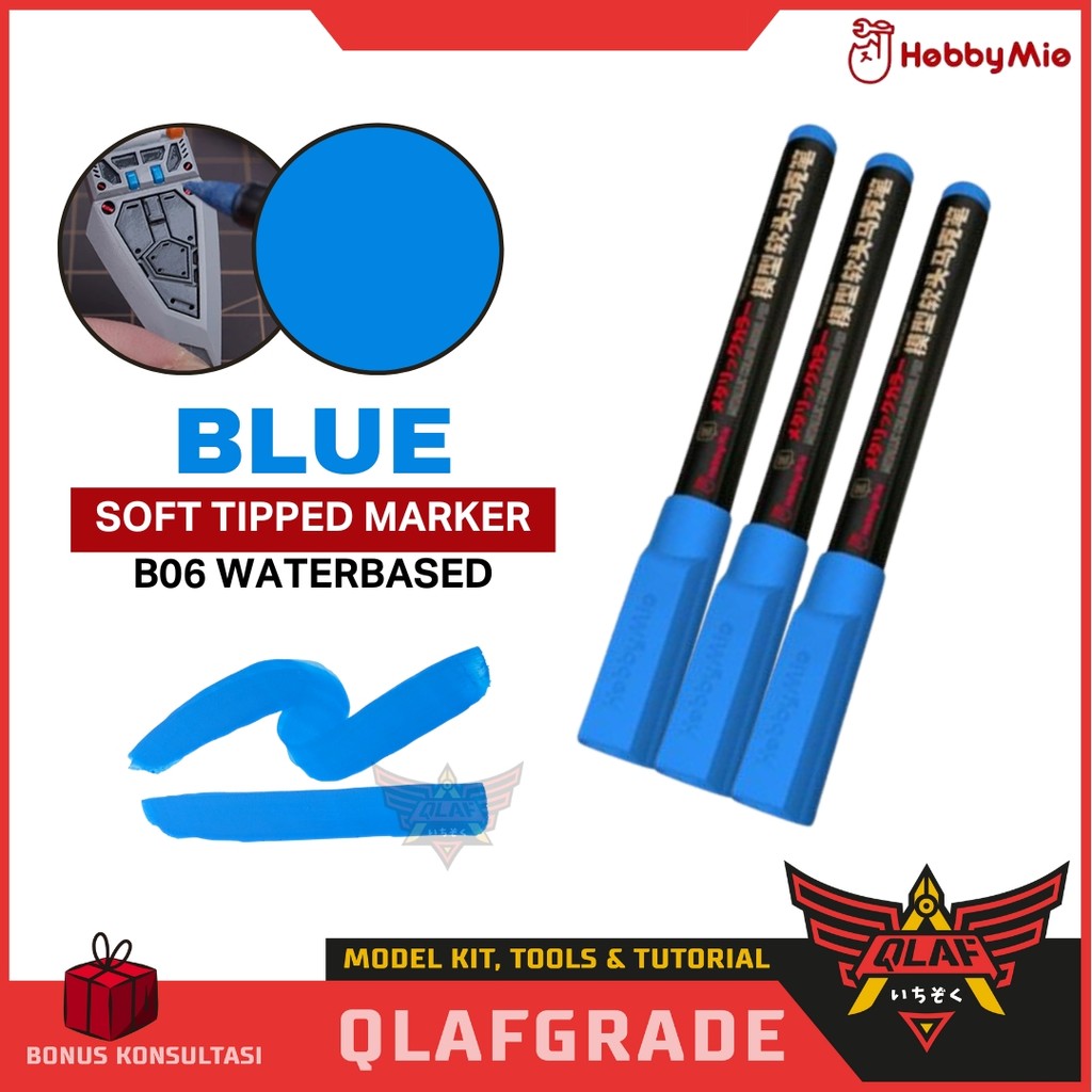 Jual Soft tipped marker B06 BLUE - Hobby mio Water Based color spidol ...