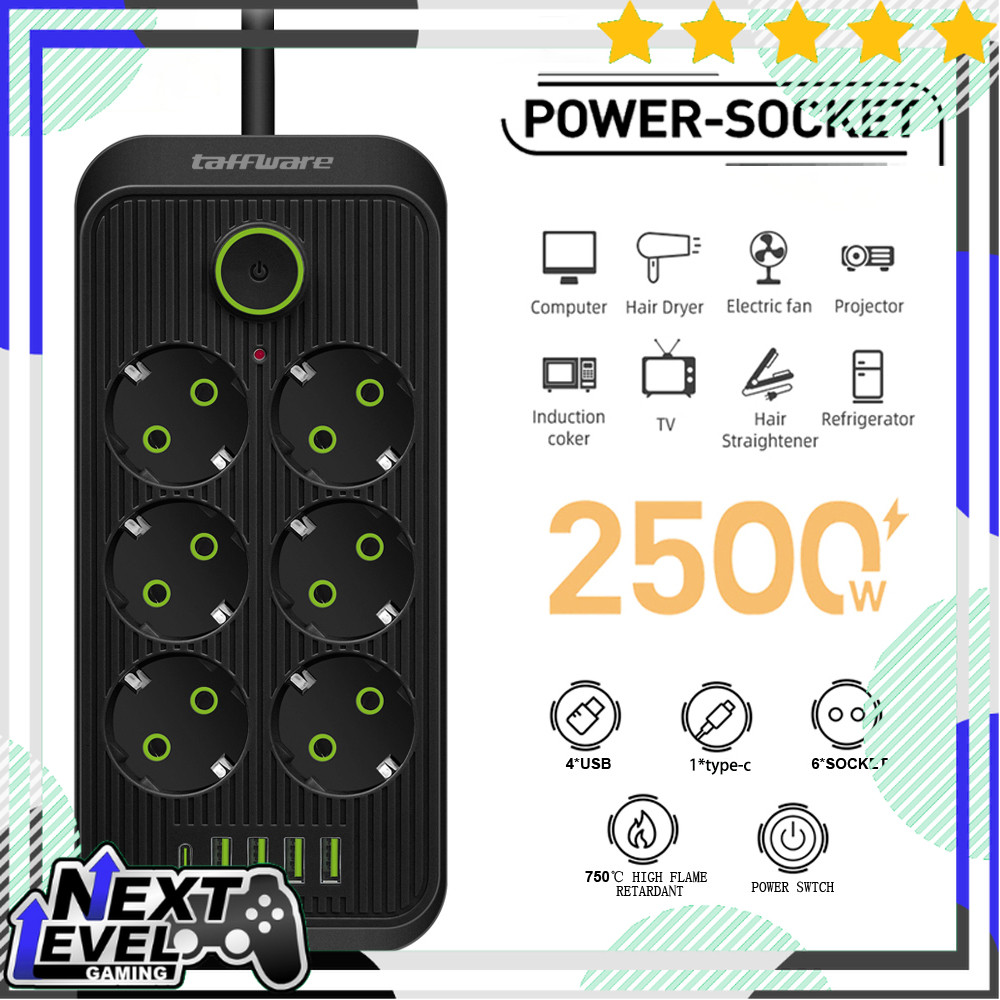 Jual Stop Kontak USB Type C EU Plug Flame Retardant 10A 220V 2500W Taffware QL-1075U | Shopee ...