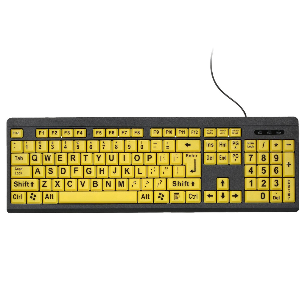 Jual Wired Keyboard USB Large Print Computer Keyboard for Low Vision ...