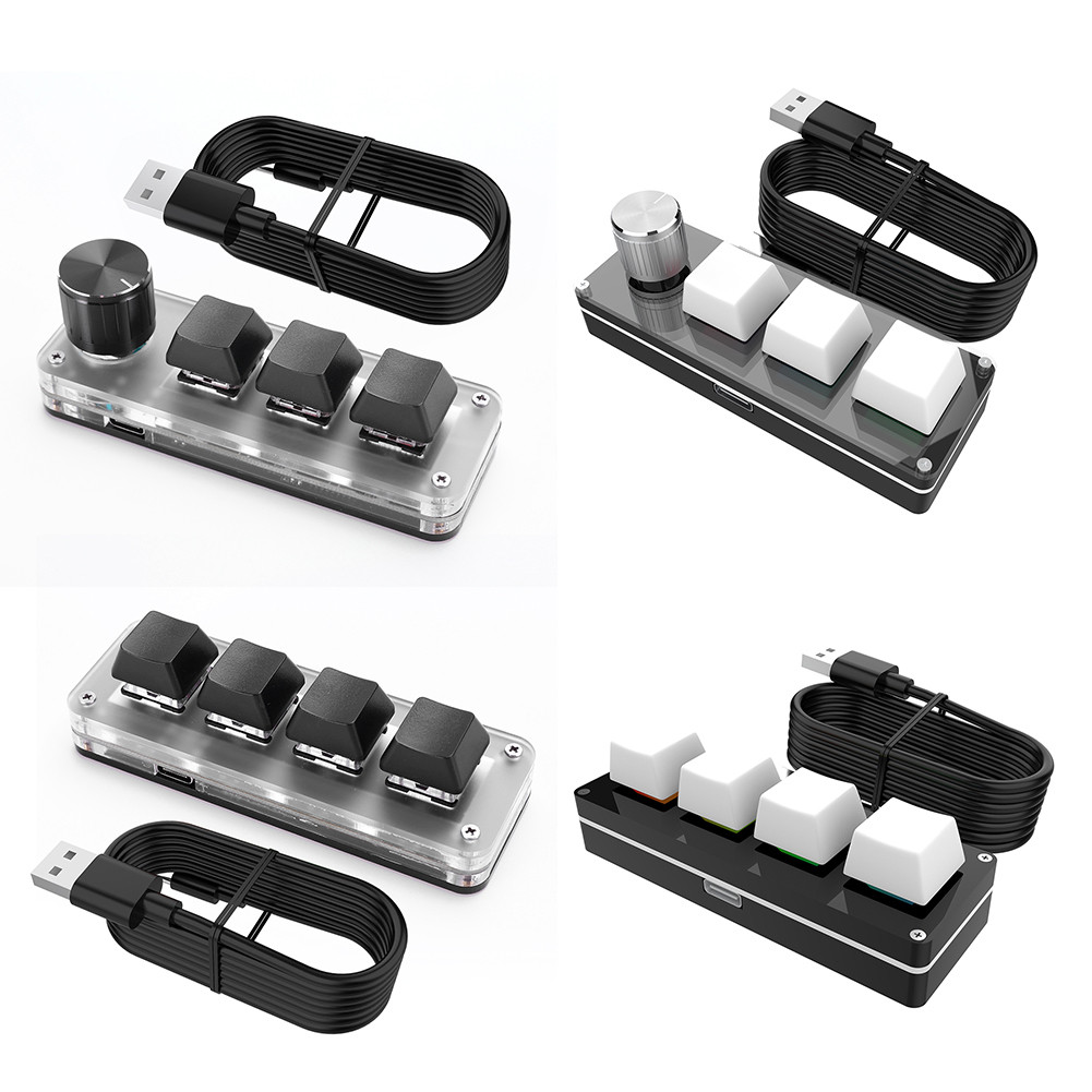 Jual 3 Key 1 Knob/4 Key One Handed Mechanical Gaming Keyboard RGB Wired ...