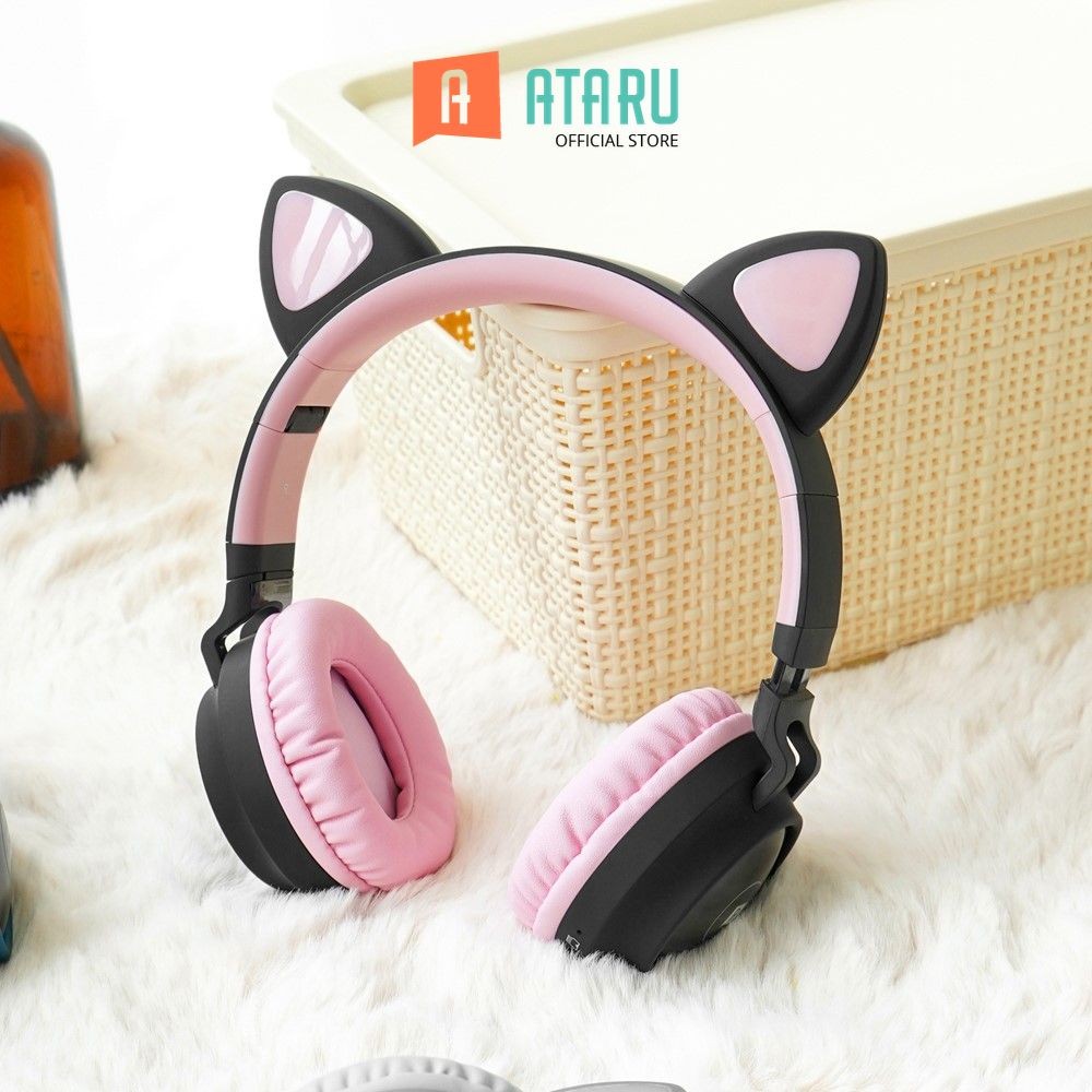 Jual Ataru Headphone Bluetooth - Hitam/Pink On Ear Headphones Nirkabel ...
