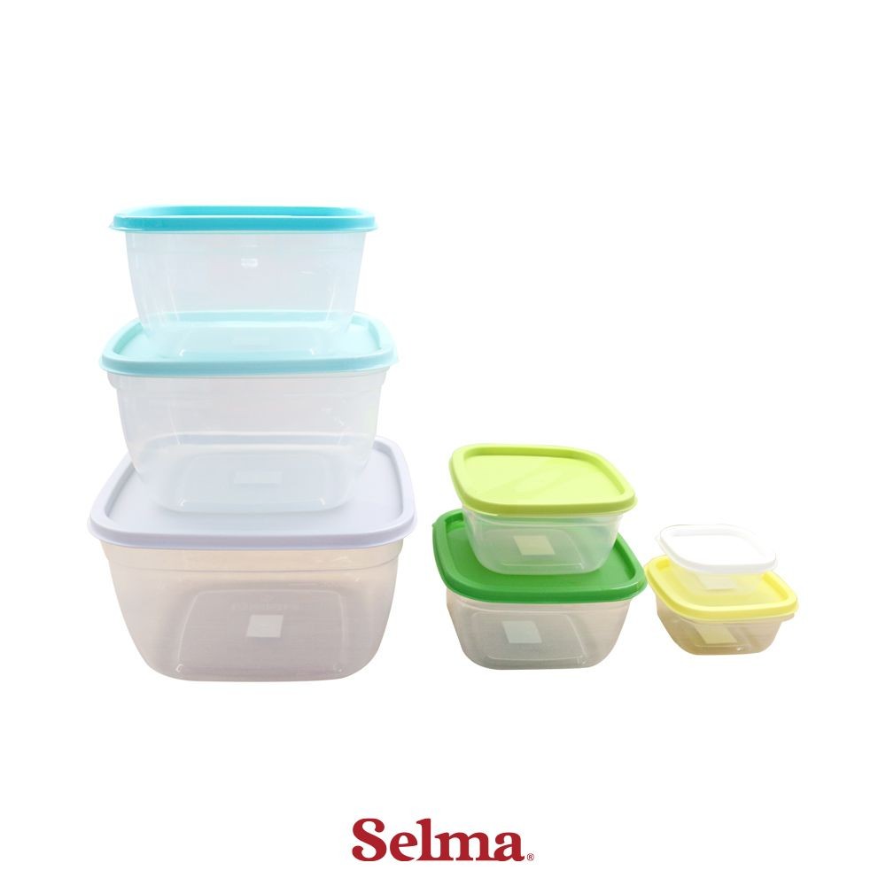 Jual Selma Set 7 Pcs Happy Wadah Makanan Square Lunch Box Food Box ...
