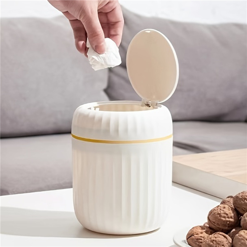 Jual Light Luxury Mini Wastebasket Trash Can with Press Lid for ...