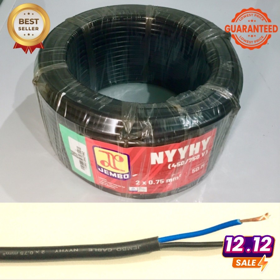 Jual KABEL SERABUT NYYHY 2X0,75MM 2X0,75 MM 2X0.75 JEMBO @25M METER | Shopee Indonesia