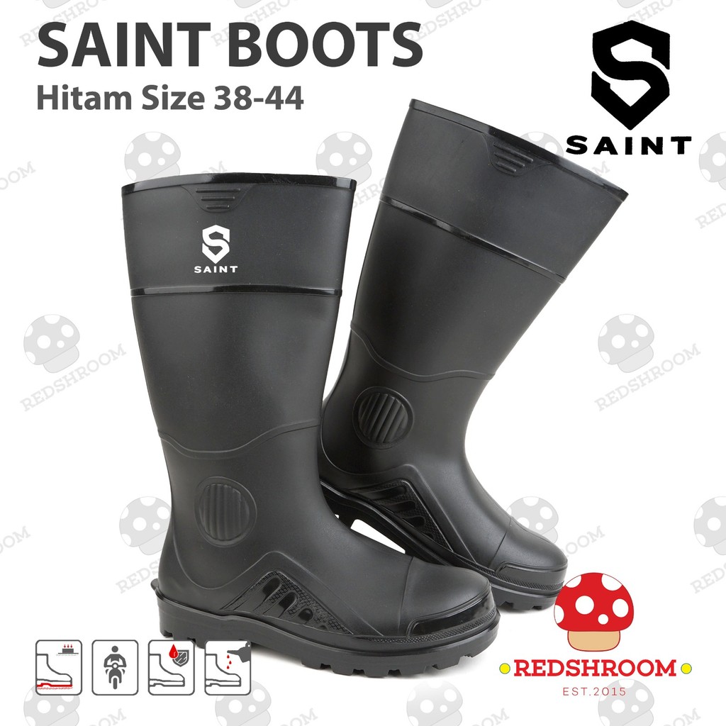 Jual Sepatu Boot Tinggi SAINT BOOTS Hitam Anti Slip Air Lentur Nyaman ...