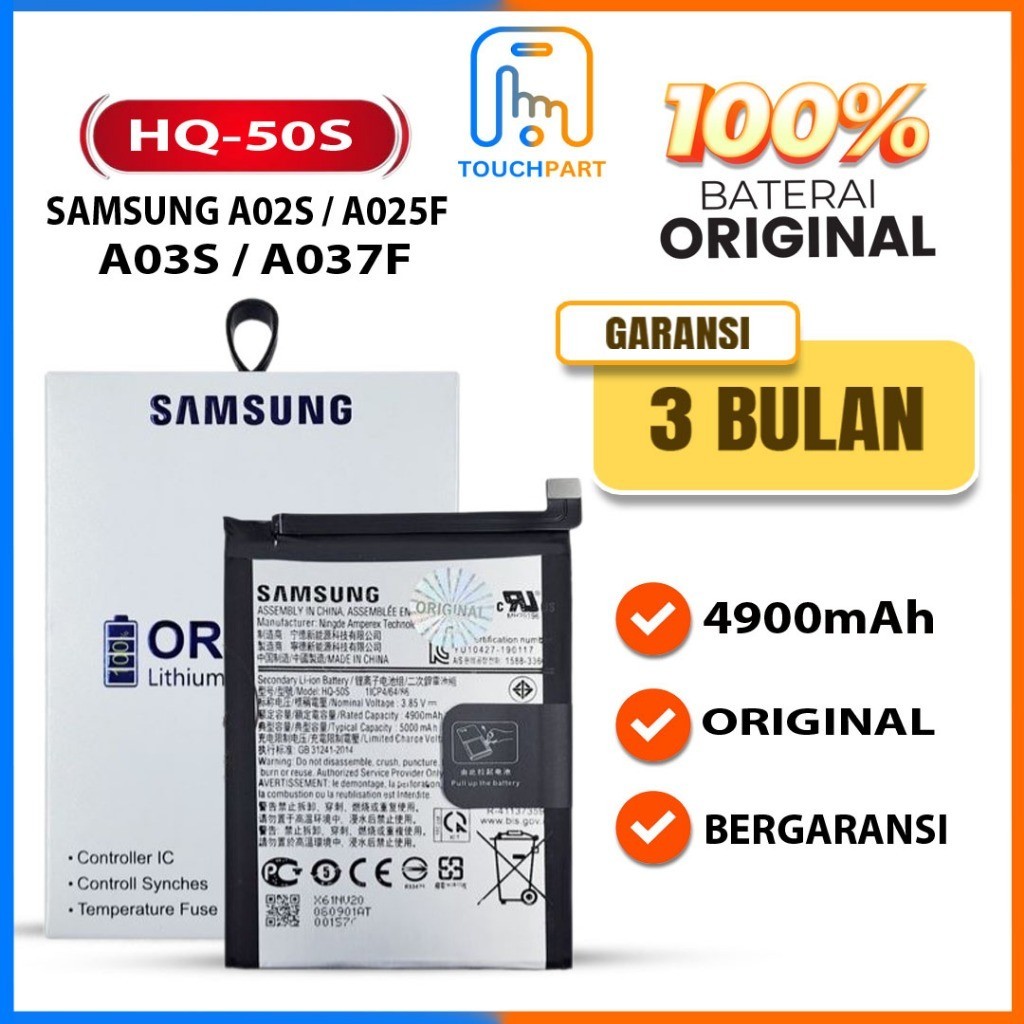Jual BATERAI BATRE SAMSUNG A02S / A025F / A03S / A037F / HQ-50S ORIGINAL GARANSI 3 BULAN ...