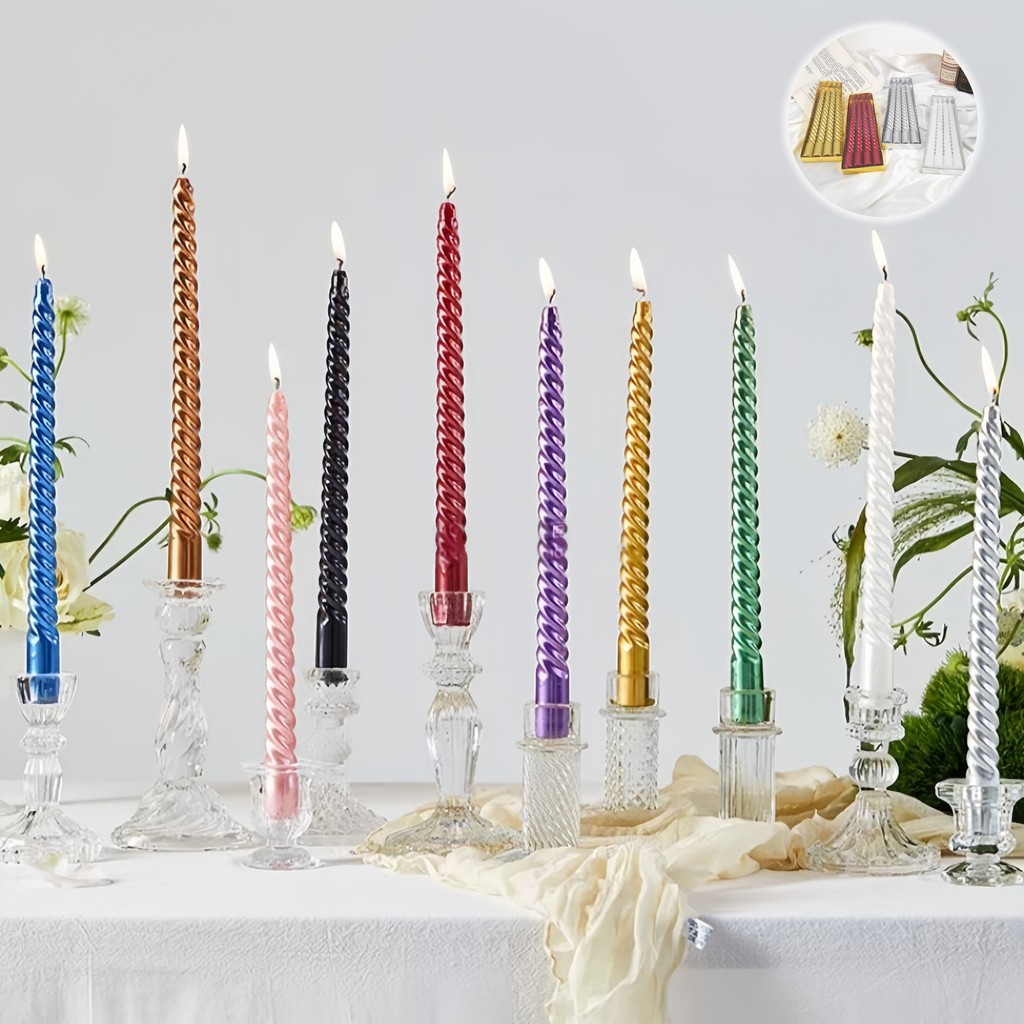 Jual Viva 4pcs/set Lilin Dekorasi Ulir Metalik Lilin Spiral Panjang ...