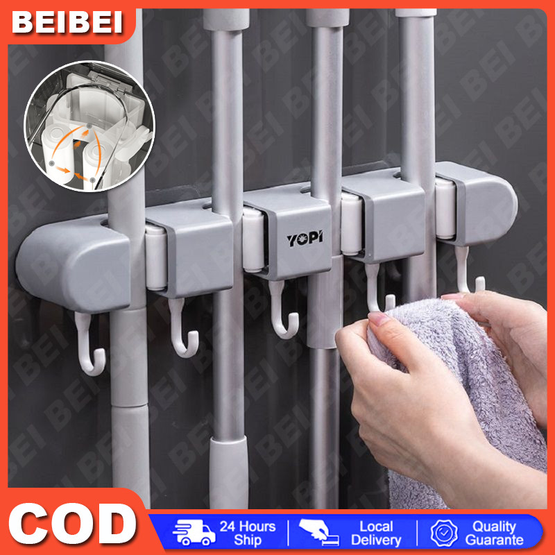 Jual Tempat Penjepit Gantungan Sapu Dan Pel Mop Broom Holder 4 Slot ...