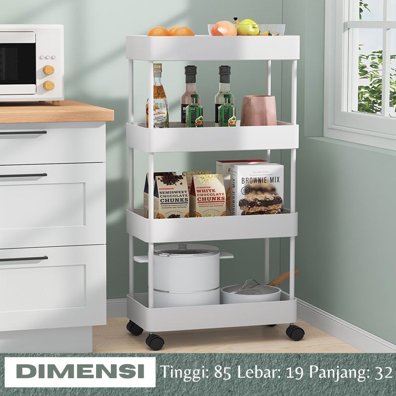Jual COD square rak dapur rak toilet rak susun serbaguna rak dorong rak salon rak troli 4 ...