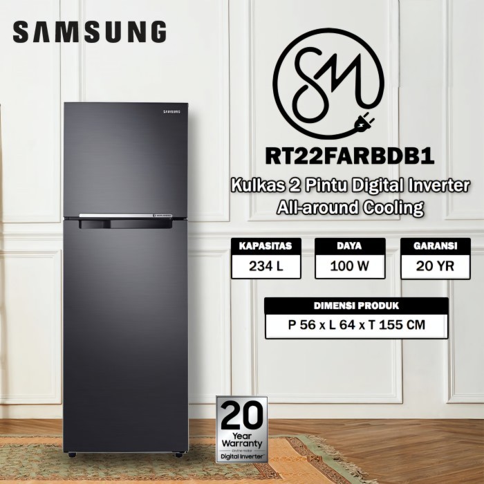 Jual Kulkas Samsung RT22FARBDB1 2 pintu RT22 234 L Digital Inverter No ...