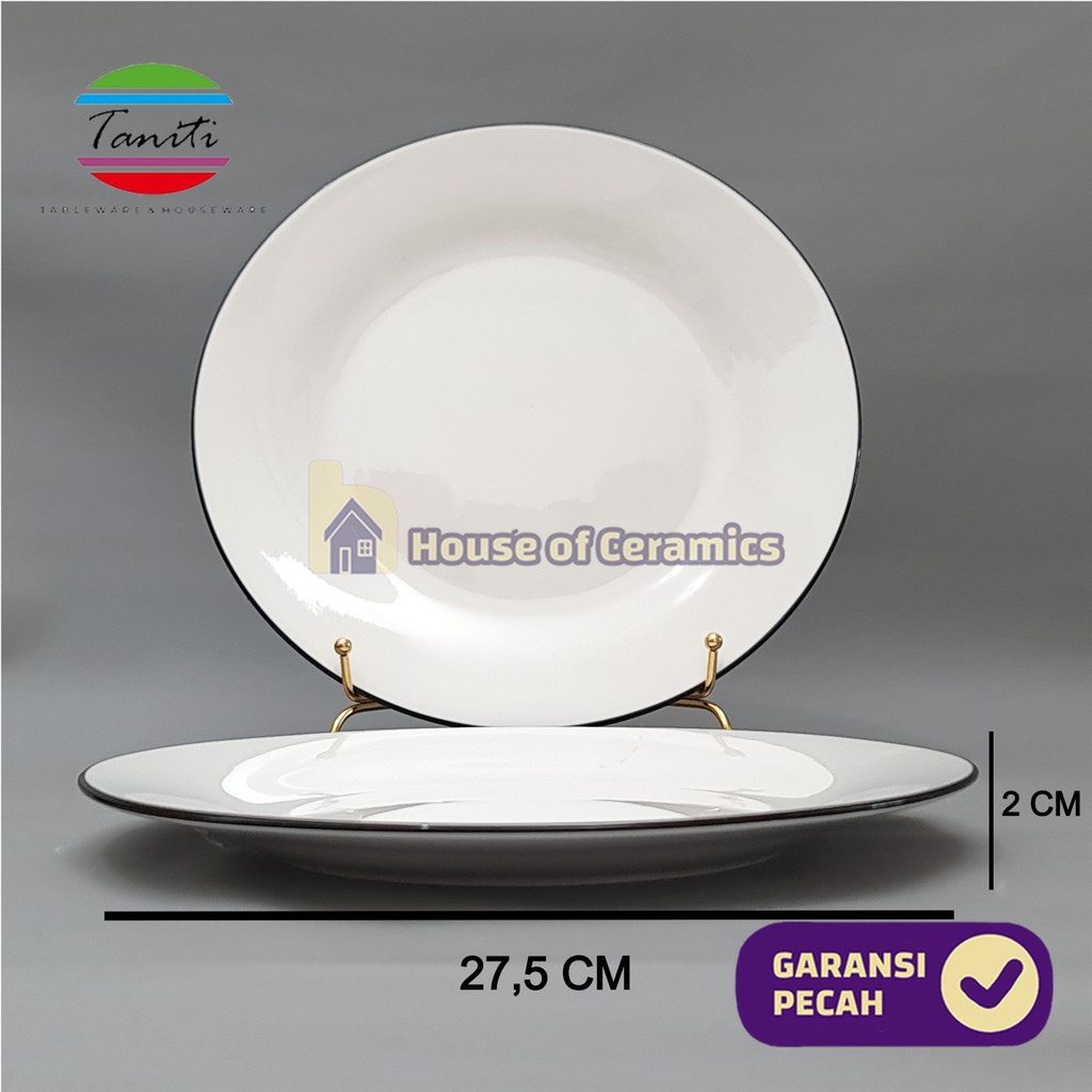 Jual TANITI Piring Keramik Makan Ceper 10,5 Inch Piring Restoran Putih ...