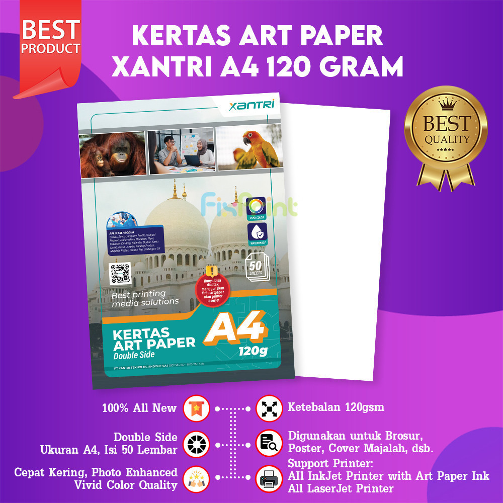 Jual FixPrint Photo Paper 120gsm 50 Sheets Kertas Art Paper 120 gsm A4 ...
