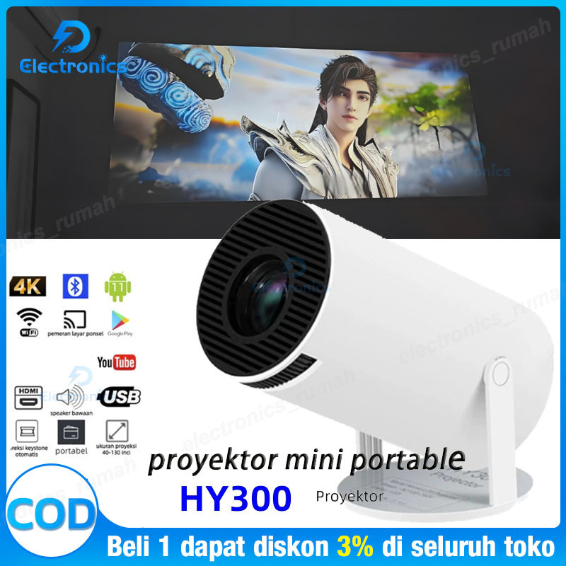 Jual Proyektor HY300 4K Ultra HDMI 720p Android 11.0 WiFi Bluetooth ...