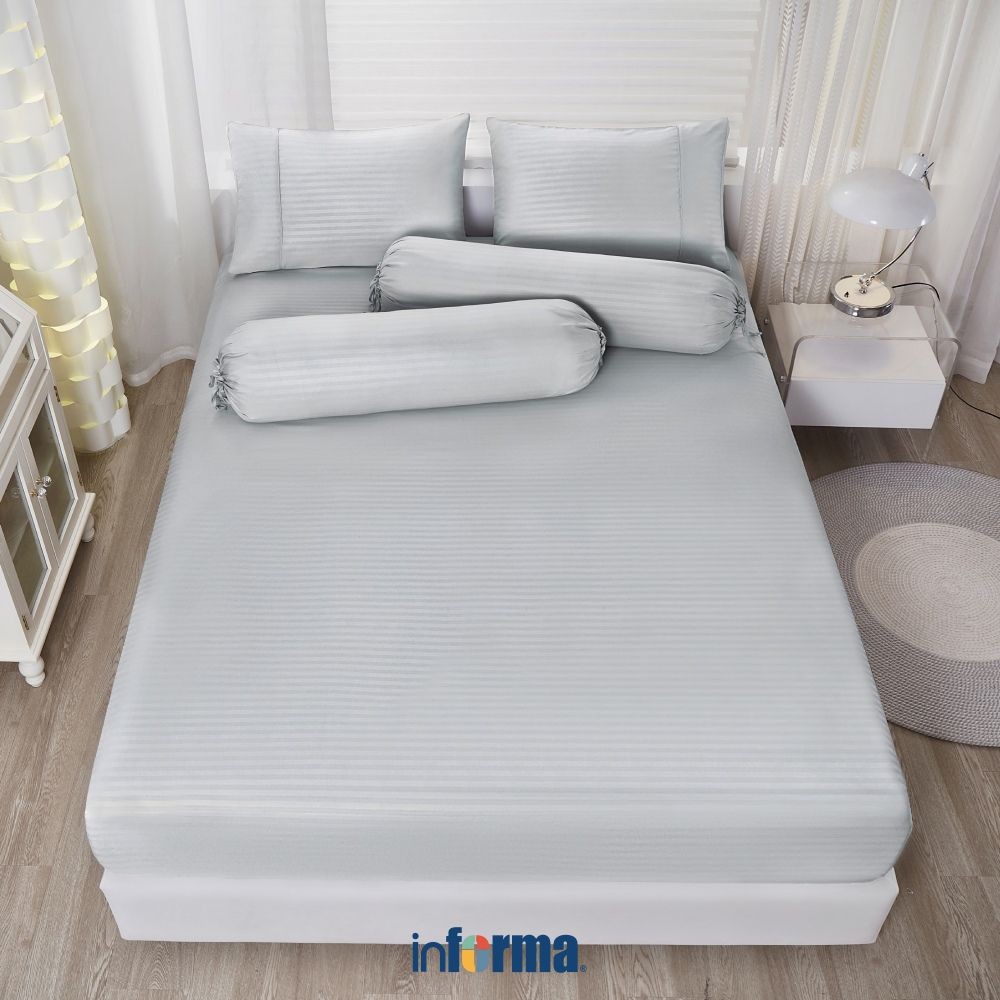 Jual Informa Set Seprai Microfiber Emboss Abu Muda King Queen Single ...