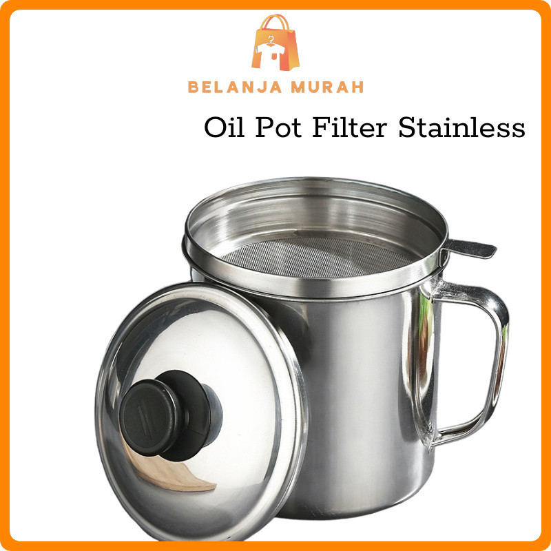 Jual BEM - OIL POT FILTER 1300ML SARINGAN STAINLESS MINYAK GORENG SISA ...