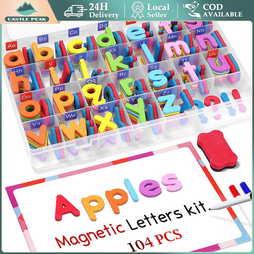 Jual 104Pcs Magnetic Letters ABC Letters 26 Upper and Lower Case ...