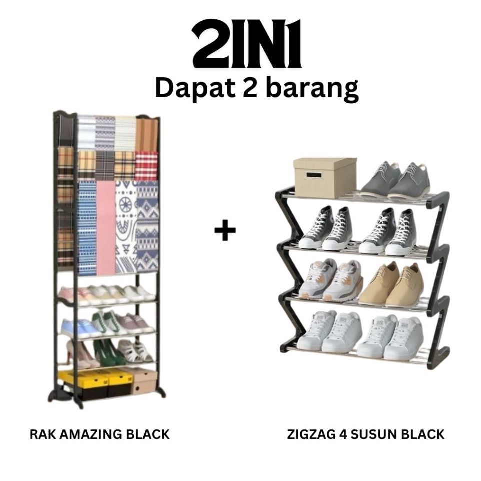 Jual Paket Bundling hemat 2in1 Rak Serbaguna Amazing Black + Rak Sepatu ... Jual Paket Bundling hemat 2in1 Rak Serbaguna Amazing Black + Rak Sepatu ...