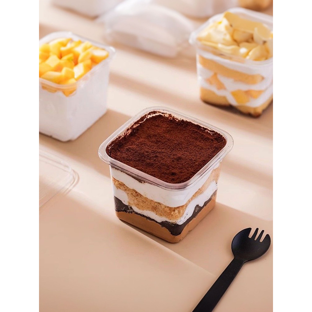 Jual 20pcs Lamisu box Square mousse cake box wooden soy milk milleuca ...
